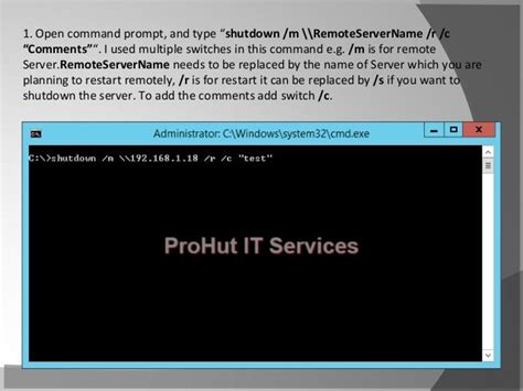 how to steps to restart or shutdown server remotely from command pro…