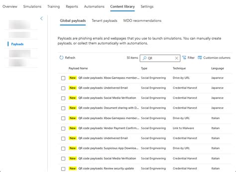 payloads in attack simulation training microsoft defender for office