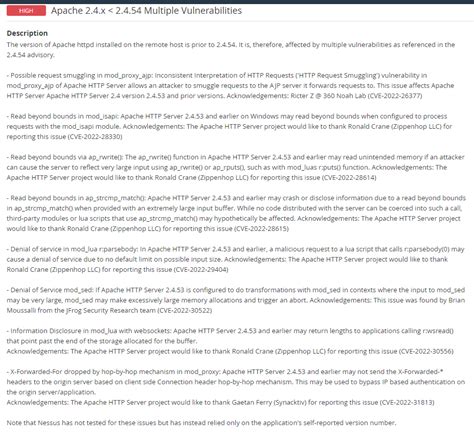 Nessus Scan CRITICAL HIGH HIGH Apache X