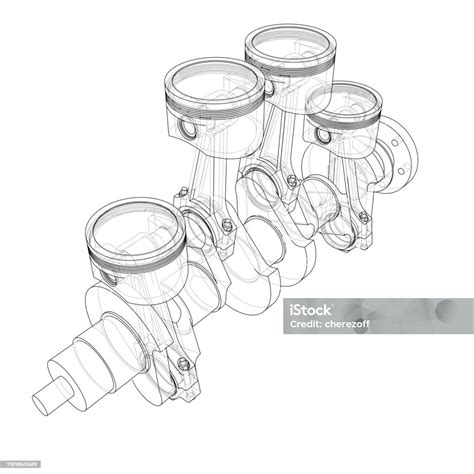 엔진 피스톤 윤곽선 3d의 벡터 렌더링 기계 부분에 대한 스톡 벡터 아트 및 기타 이미지 기계 부분 기계공 벡터 Istock