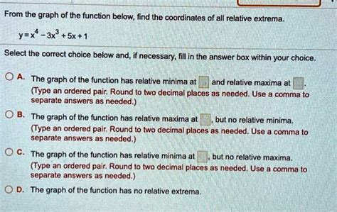 Solved From The Graph Of The Function Below Find The Coordinates Of All Relative Extrema