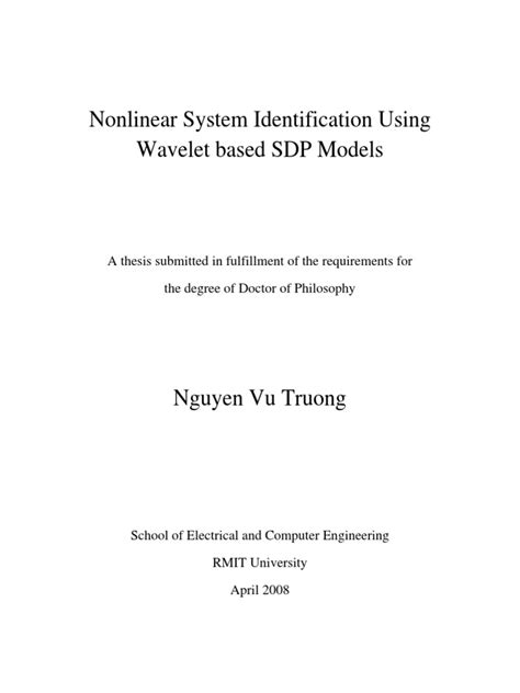 2008 Nonlinear System Identification Using Wavelet Based Sdp Models