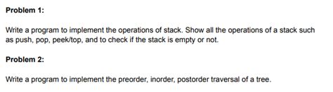 Solved Write A Program To Implement The Operations Of Stack Chegg