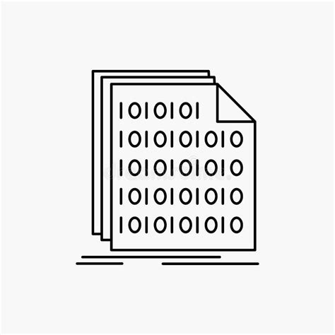 Binary Code Coding Data Document Line Icon Vector Isolated
