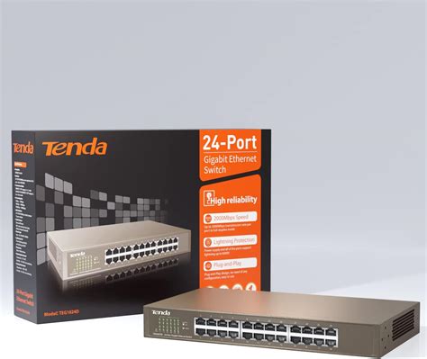 Tenda 24 Port Gigabit Ethernet Switch Unmanaged Network Switch Fanless Plug And Play Desktop