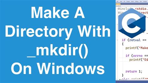 Make A Directory Using Mkdir On Windows C Programming Tutorial