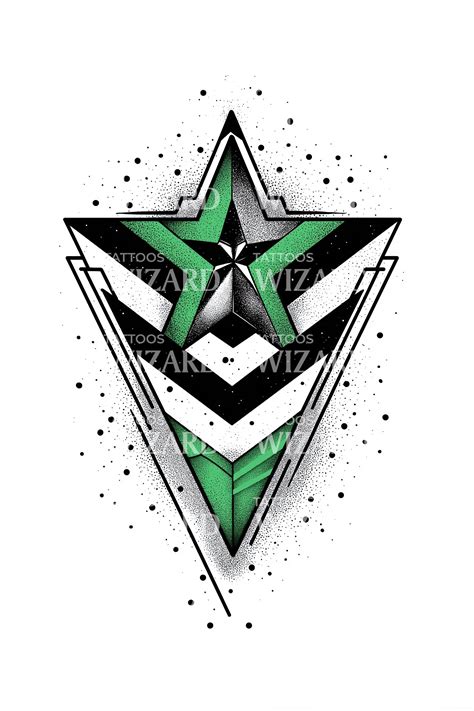 Angular Star Shield Tattoo Illustration Tattoos Wizard Designs