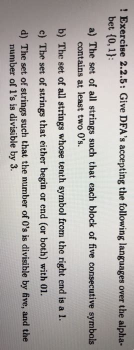 Solved Exercise 225 Give Dfas Accepting The Following