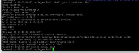 Xrt Error Failed To Load Xclbin Input Output Error Helloworld