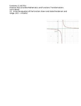 MCR3U Functions 11 Practice Test Sequences Series And Function Transformations