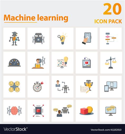 Machine Learning Icon Set Collection Of Simple Vector Image