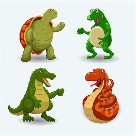 Colección De Personajes De Mascotas De Animales Reptiles Tortuga Rana