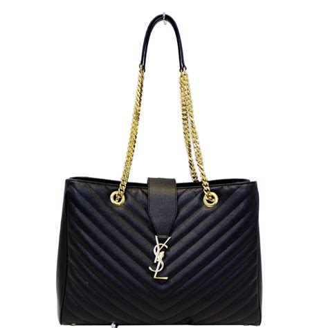 Yves Saint Laurent Matelasse Chevron Large Monogram Shopper Bag Black Us