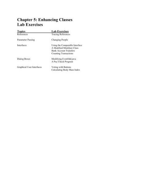 Chapter 5 Enhancing Classes Lab Exercises