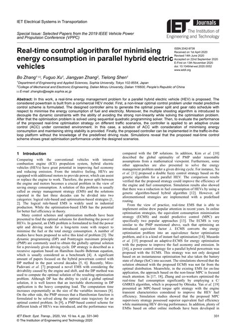 Pdf Real Time Control Algorithm For Minimising Energy Consumption In