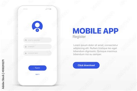 Log In Screen Mobile Application Interface Registration Form With Login And Password Fields