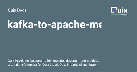 Kafka To Apache Metron Quix Docs