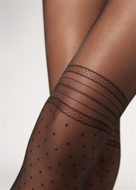 Прозрачные Колготки 30 Ден с Имитацией Гольфов в Горошек Calzedonia