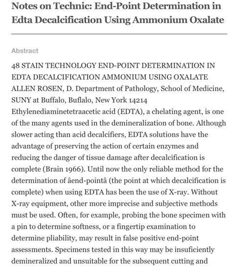 Pdf Notes On Technic End Point Determination In Edta Decalcification