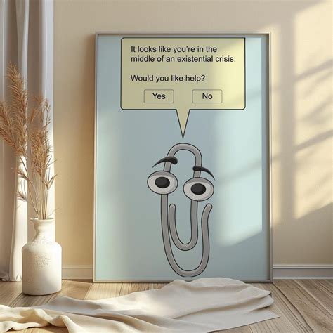 Clippy Microsoft Poster Funny 90s Office Cubicle Decor Etsy