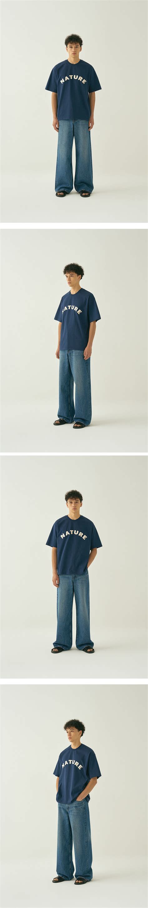 리조트 아플리케 하프 티셔츠네이비 감도 깊은 취향 셀렉트샵 29cm