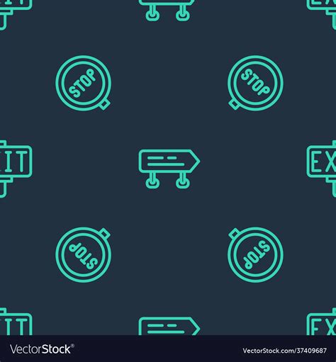 Set Line Road Traffic Sign Stop And Fire Exit Vector Image