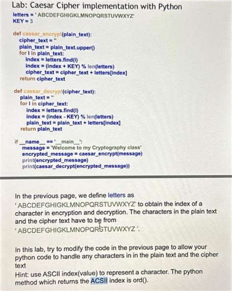Answered Lab Caesar Cipher Implementation With Bartleby