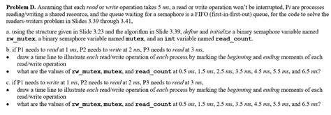 Problem D Assuming That Each Read Or Write Operation