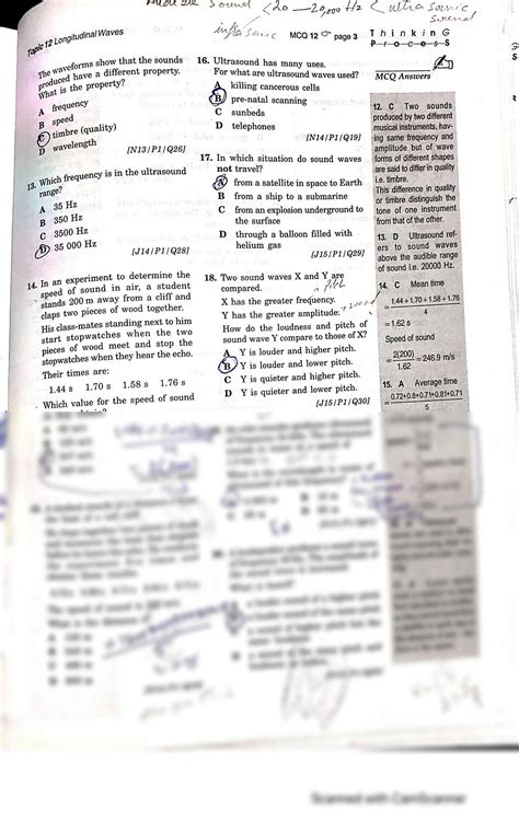 Solution O Level Physics Topical Past Papers Mcqs Longitudinal Waves