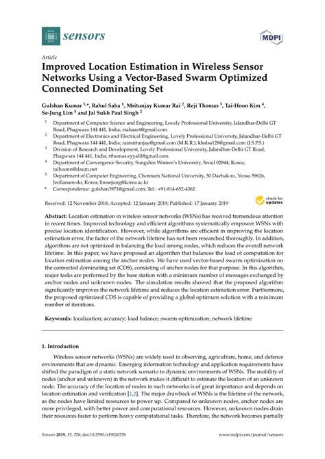pdf improved location estimation in wireless sensor networks using a
