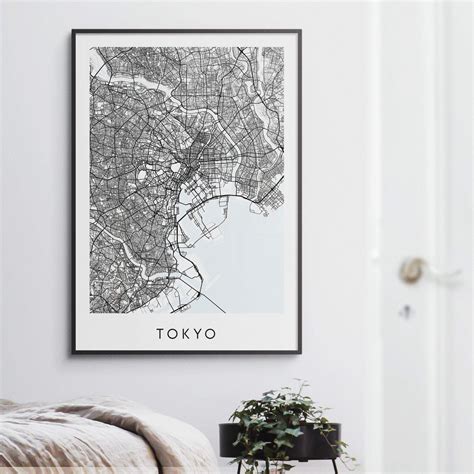 Tokyo Map Print Japan Minimal Wall
