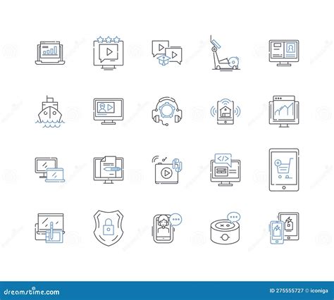 Circuitry Line Icons Collection Compnts Conductors Electrons
