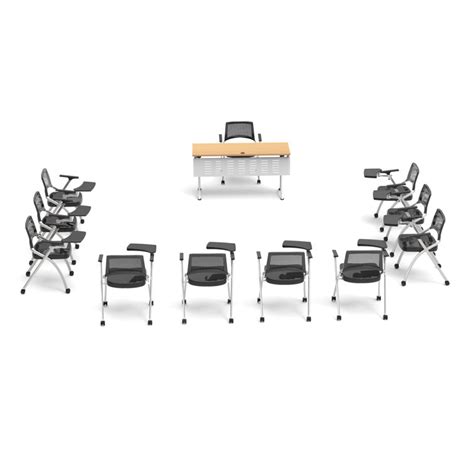 Team Tables Classroom Training Table And Chair Set With Modesty Panel