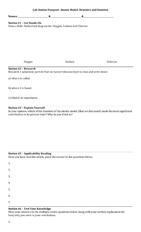 Atomic Model Notation And Atoms 7 Engaging Lab Stations Science