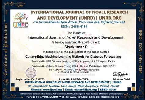 Sivakumar P On Linkedin Researchexcellence Machinelearning Diabetesprediction