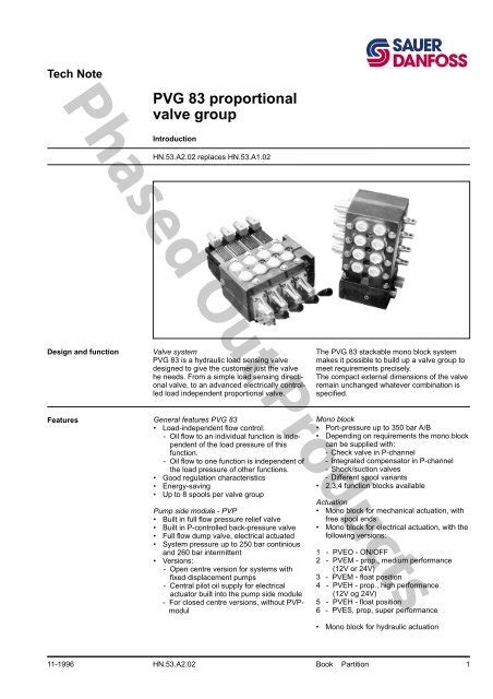 Pvg 83 Proportional Valve Group Sauer Danfoss