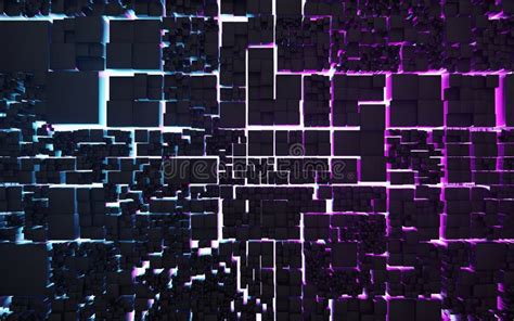 3d Rendering Cube Abstract Technology Background With Colored Bright