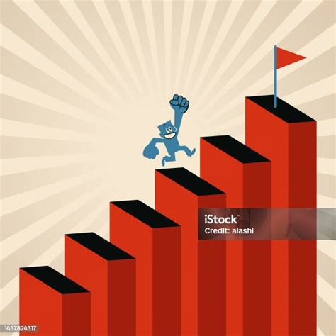 성공의 단계 성장하는 차트 단계를 오르고 목표를 달성하는 사업가 1위에 대한 스톡 벡터 아트 및 기타 이미지 1위 Championship 가까이 옴 Istock
