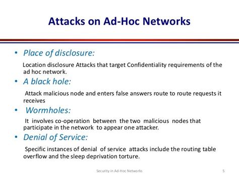 Security Of Ad Hoc Networks