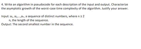 Solved 4 Write An Algorithm In Pseudocode For Each