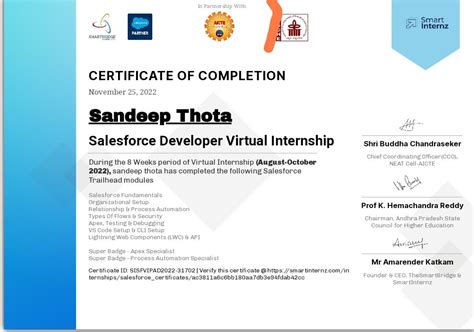 Sandeep Thota On Linkedin Salesforce Internship Virtualinternship Aicte Smartinternz