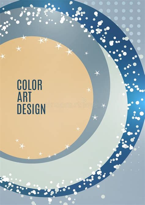 Abstract Background With Overlapping Circles And Dots Chaotic Movement Round Banner With Blank