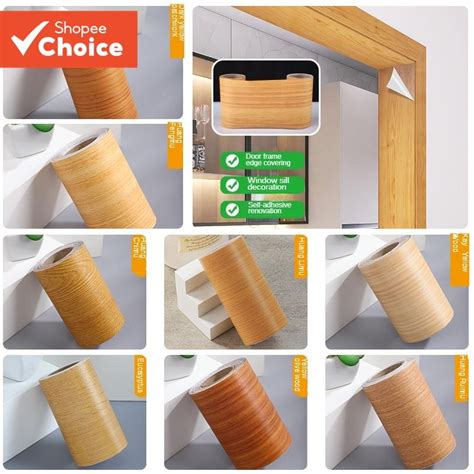 Door Frame Edge Wrapping With Self Adhesive Wood Grain Wall Sticker Color Change Wall Corner