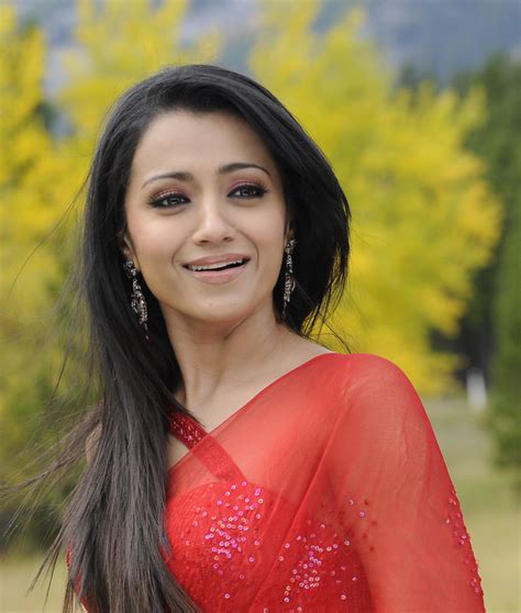 Trisha Krishnan In Red Transparent Saree Part 2 Hot Actress In The World