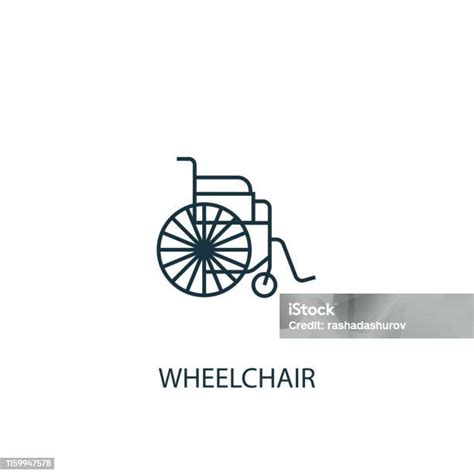 휠체어 컨셉 라인 아이콘입니다 간단한 요소 그림입니다 의료 세트에서 휠체어 개념 개요 기호 디자인입니다 웹 및 모바일 Ui Ux