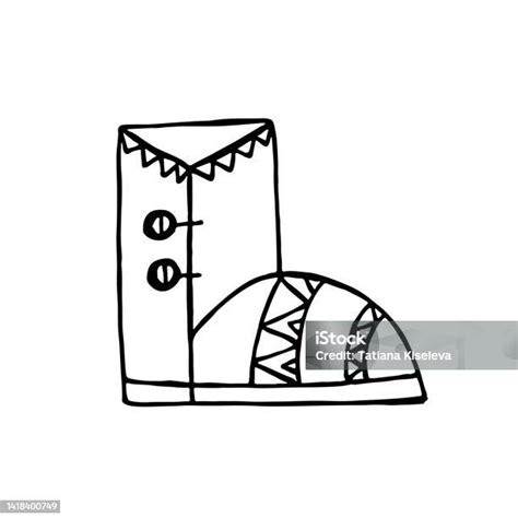 손으로 그린 겨울 옷 낙서 스타일의 벡터 일러스트레이션 겨울 분위기 안녕하세요 2023 메리 크리스마스와 새해 복 많이 받으세요 흰색 배경에 장식품이있는 검은 색 부츠 0