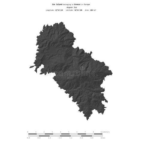 Ios Island Greece Shape On White Bilevel Stock Illustration