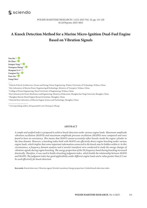 Pdf A Knock Detection Method For A Marine Micro Ignition Dual Fuel