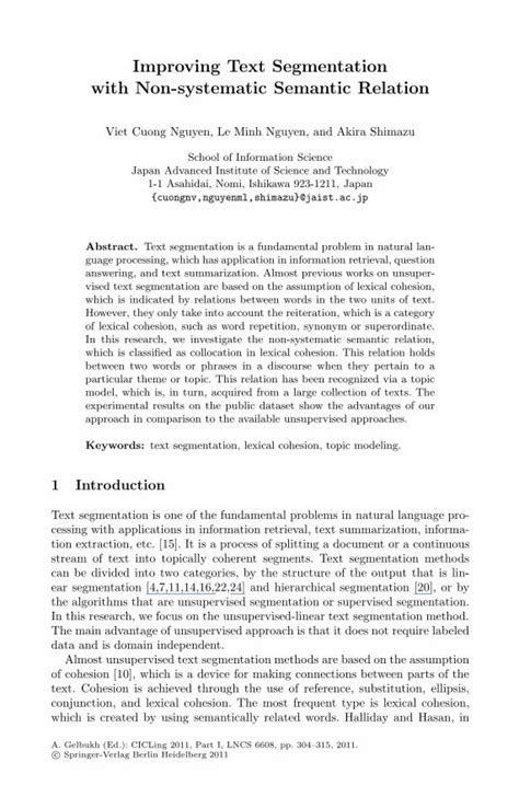 PDF Improving Text Segmentation With Non Systematic Semantic Relation DOKUMEN TIPS