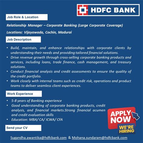 Mohana Sundaram On Linkedin We Are Seeking A Dynamic And Results Driven Corporate Banking